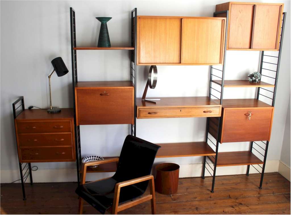 Staples Teak Ladderax shelving system. | Mid Century Furniture | Art ...