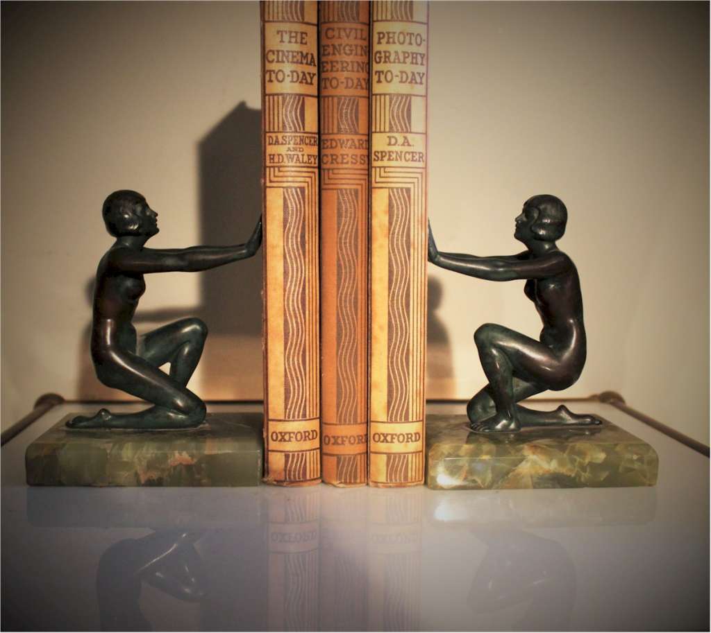 Art Deco pair of kneeling female bookends | LATEST STOCK | Art Furniture