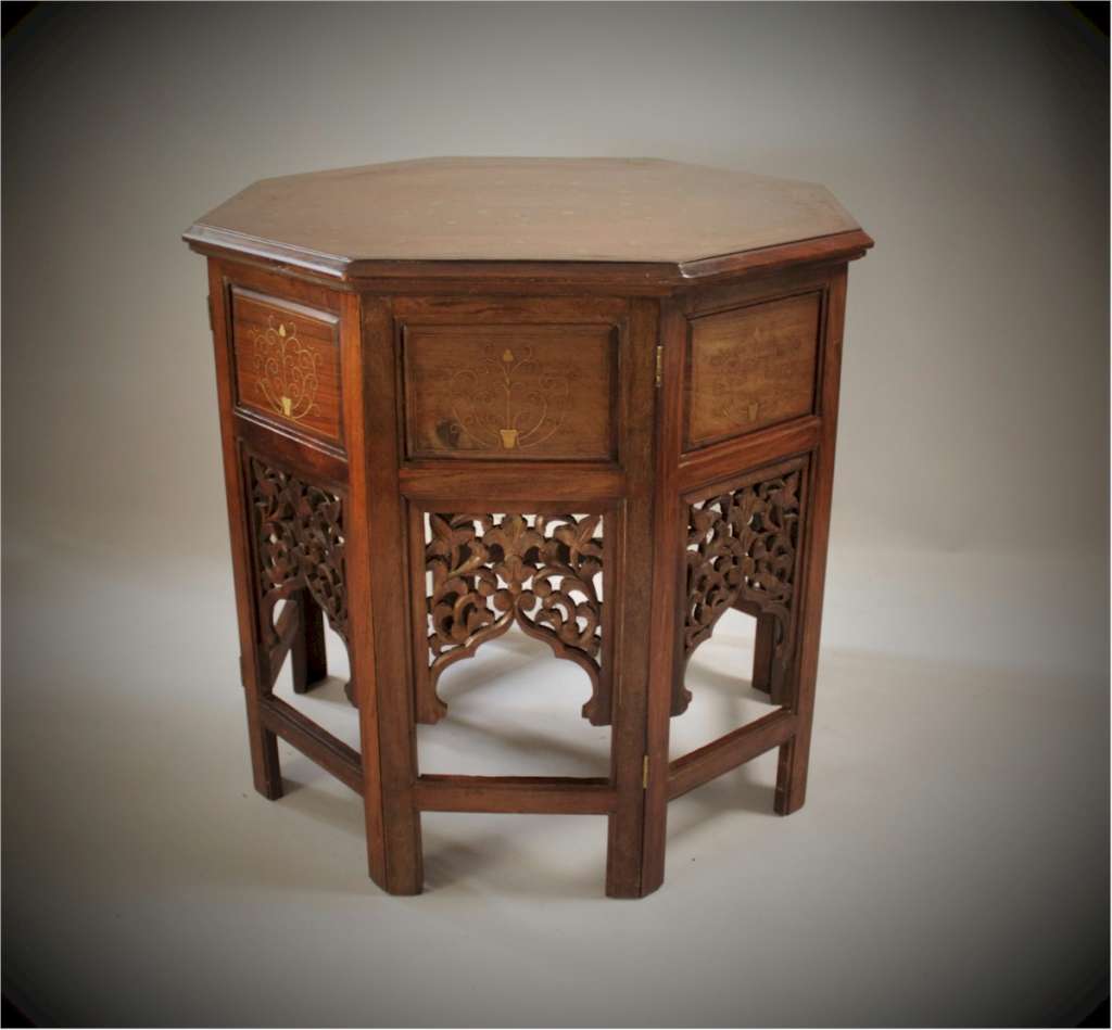 Anglo Indian brass Inlaid Octagonal Side Table | | Art Furniture