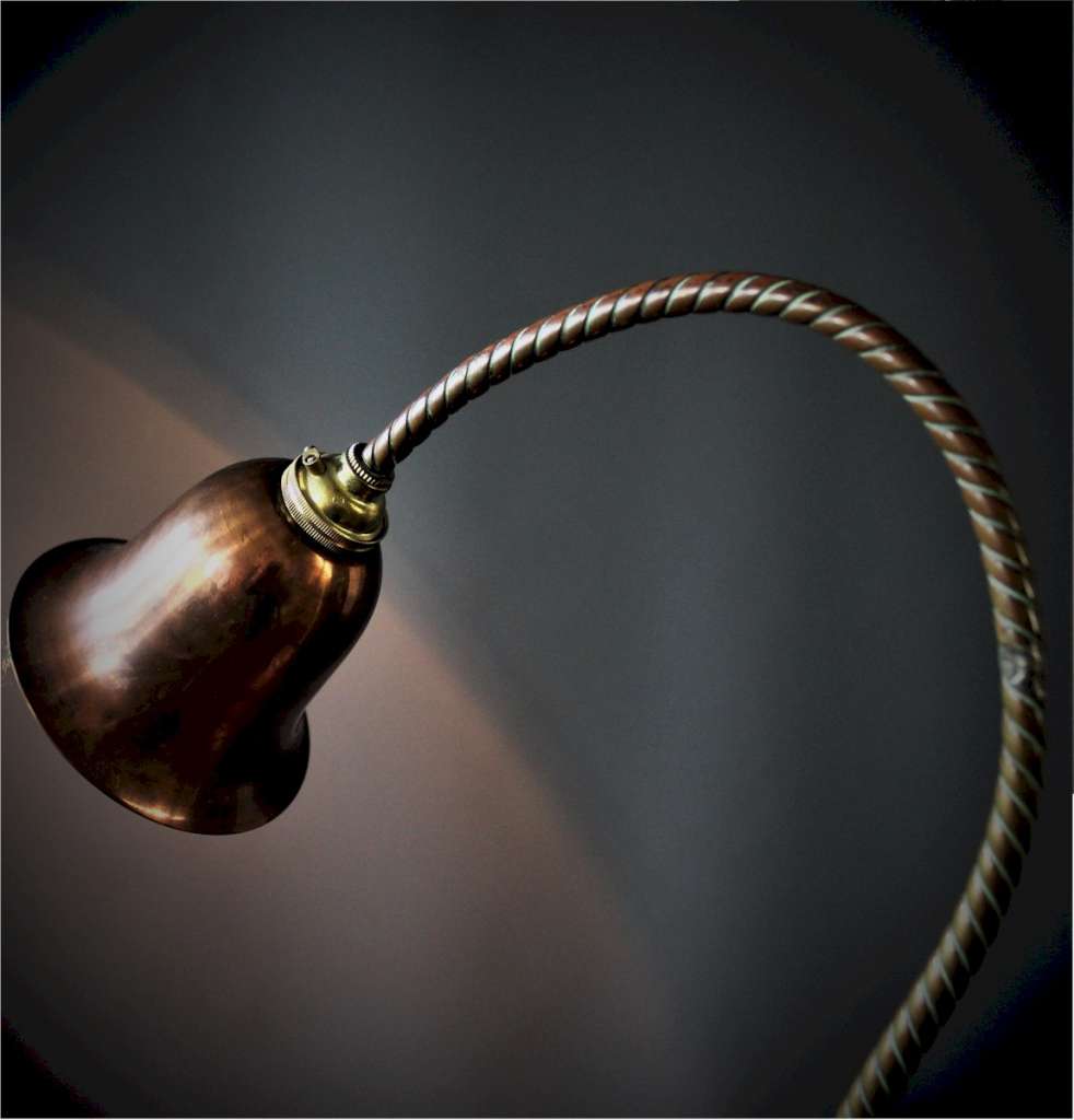 Copper and brass table lamp with rope swan neck | LATEST STOCK | Art ...